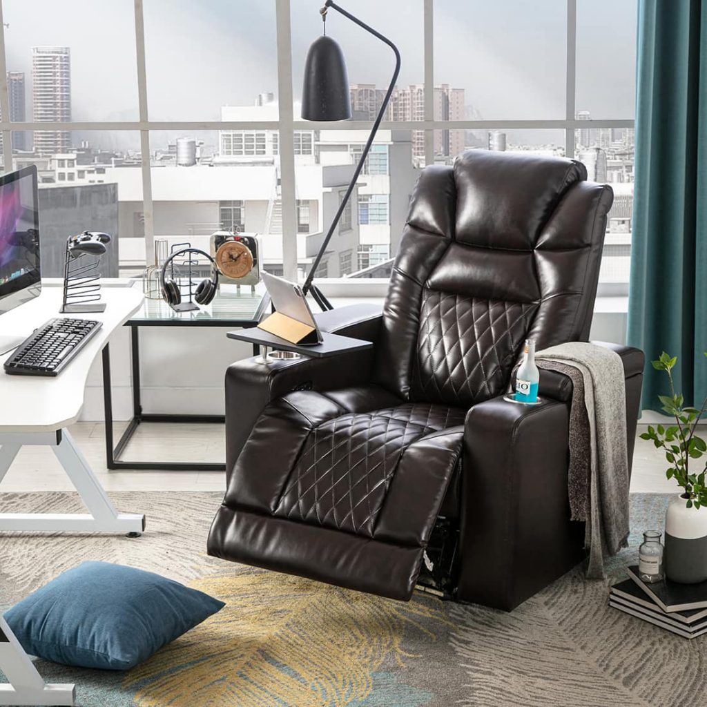 Power Motion Recliner with USB Charging Port, Home Theater Seating with ...