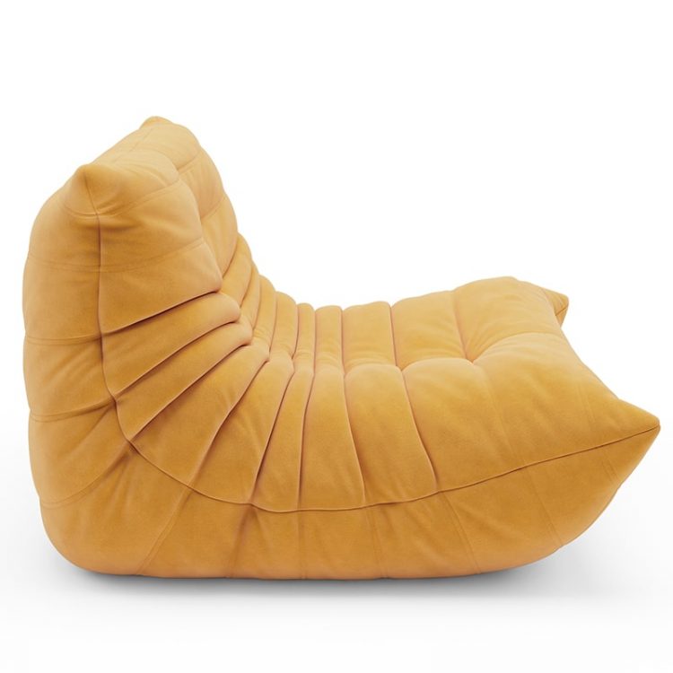 Caterpillar Sofa Couch Yellow Microsuede & Ottoman - CurverK