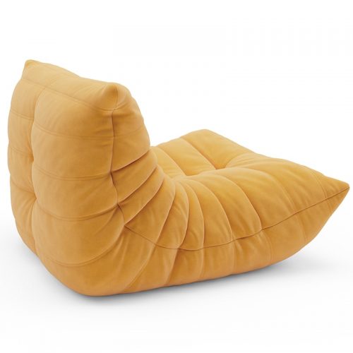 Caterpillar Sofa Couch Yellow Microsuede & Ottoman - CurverK