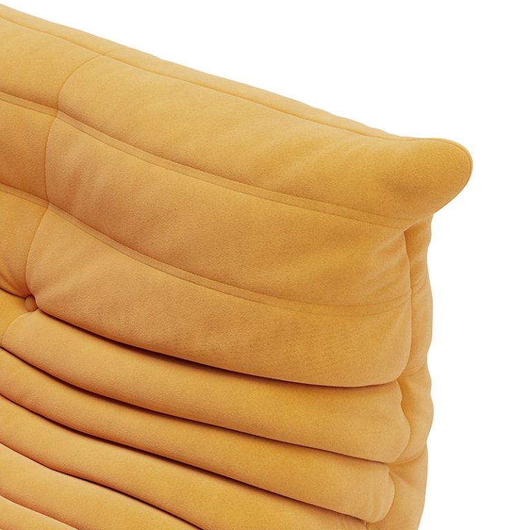 Caterpillar Sofa Couch Yellow Microsuede & Ottoman - CurverK