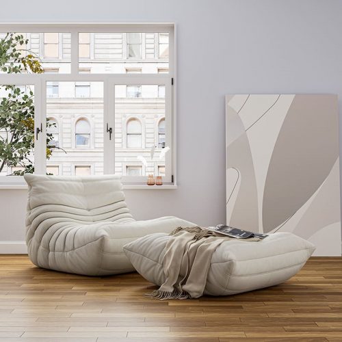 Caterpillar Sofa Microsuede Light Gray With Ottoman - CurverK