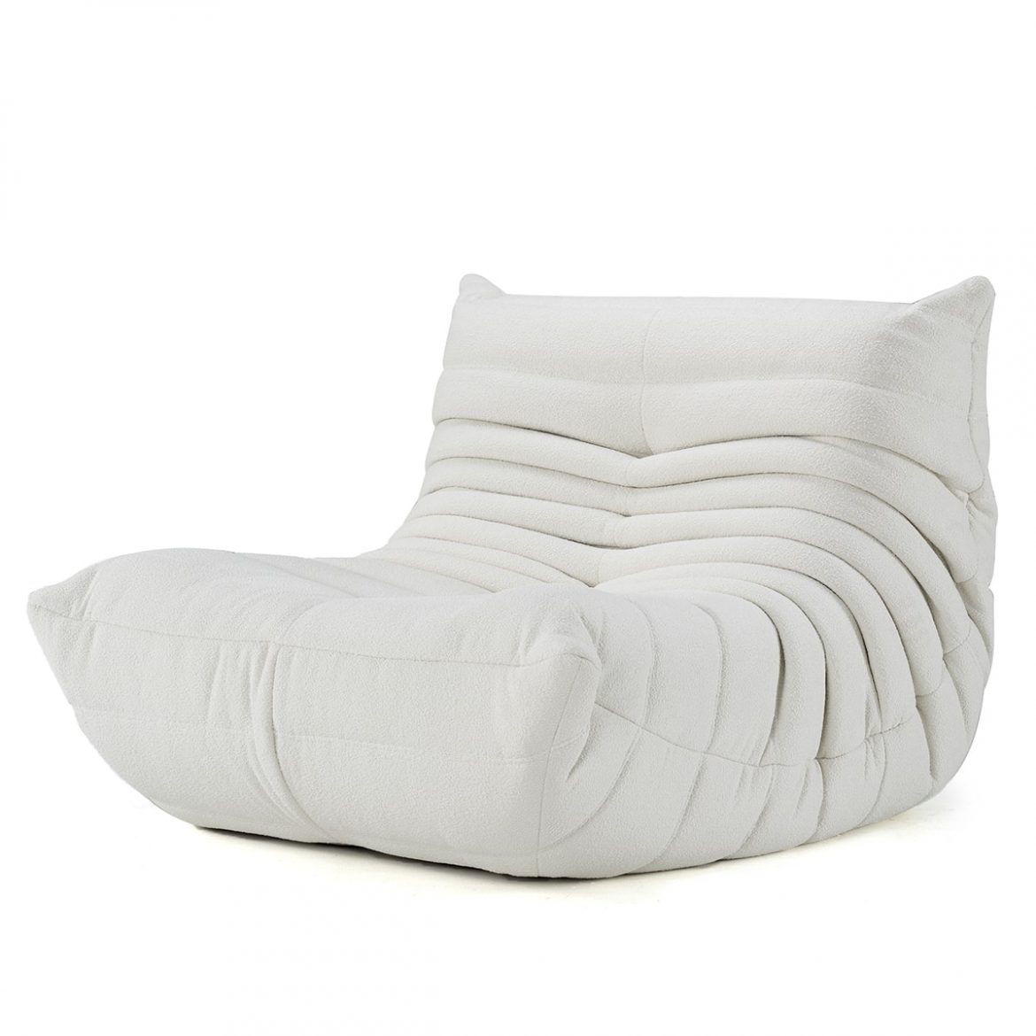 Caterpillar Sofa Couch Bouclé Fabric White - CurverK