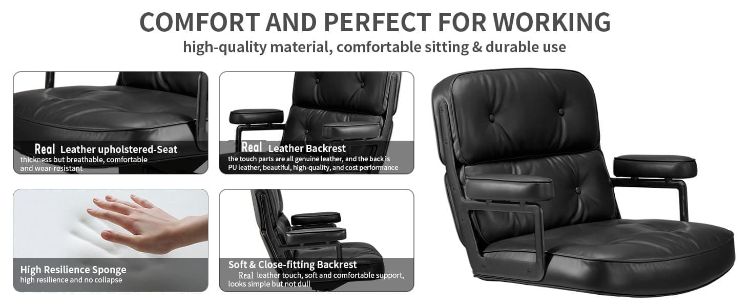 Eam.s Executive Office Chair Lob­by Chair (ES 104) Matte black ...