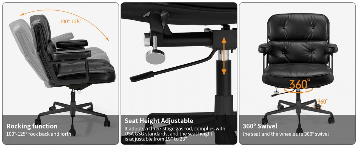 Eam.s Executive Office Chair Lob­by Chair (ES 104) Matte black ...