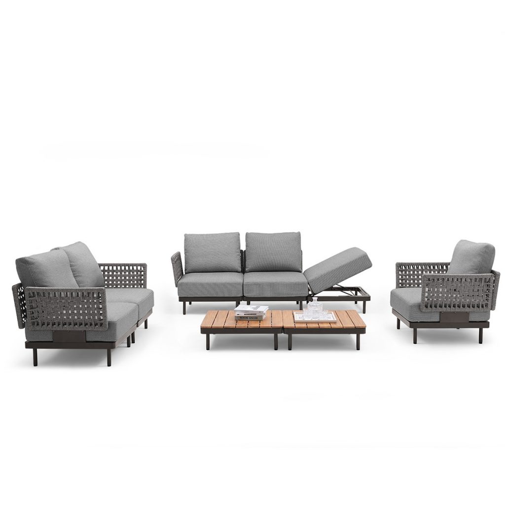 Aluminum Modular Sectional Couch Set, Rope Outdoor Patio Furniture for ...