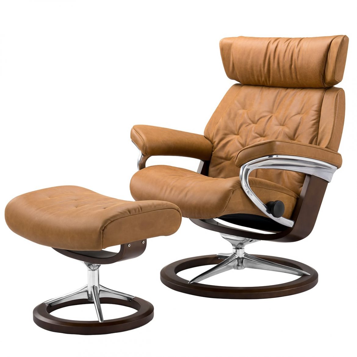 A+ Skyline Stress Free Recliner Chair with ottoman Antique Light Brown ...