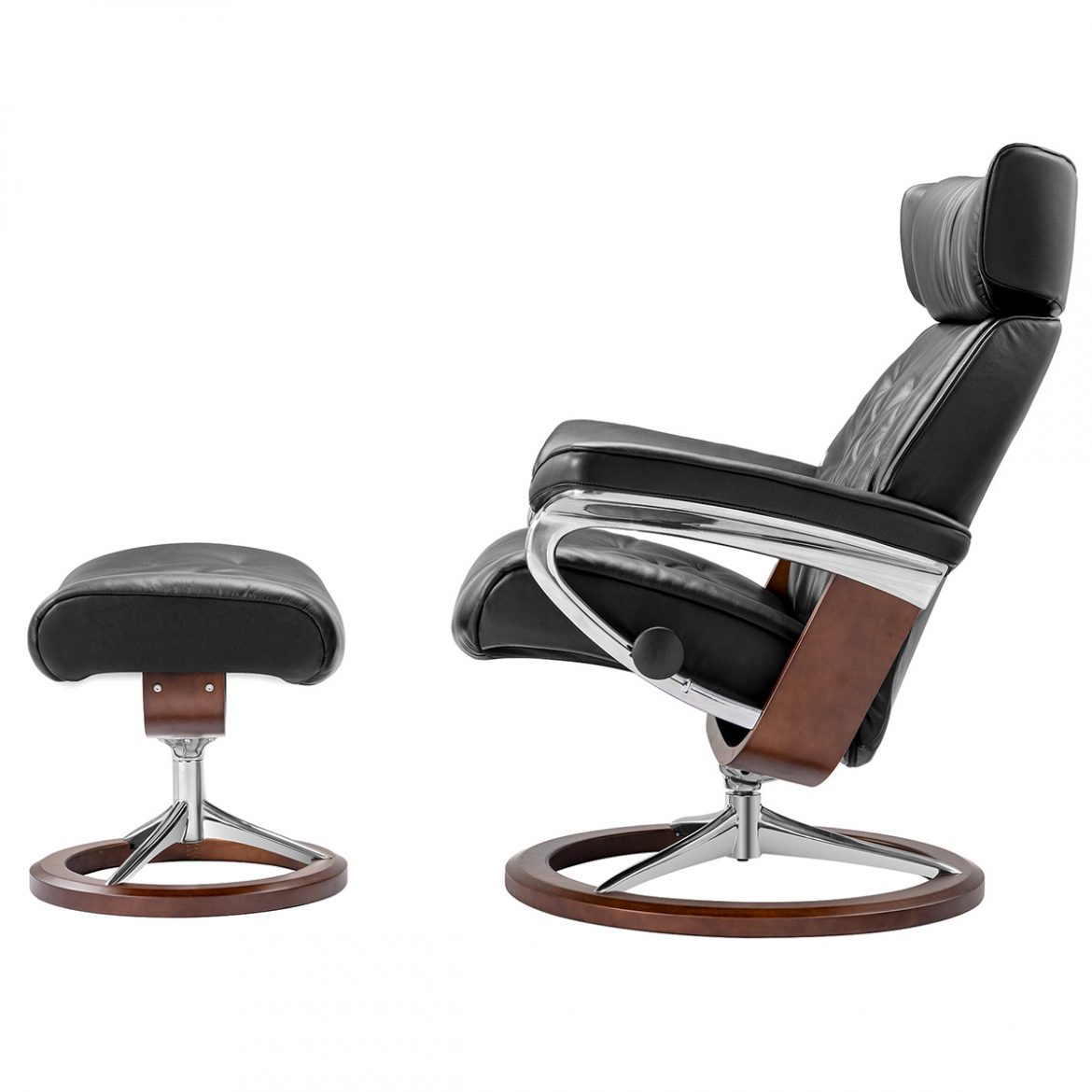 A+ Skyline Stress Free Recliner Chair with ottoman Black - CurverK