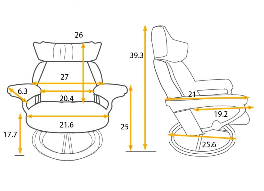 A+ Skyline Stress Free Recliner Chair with ottoman Black - CurverK